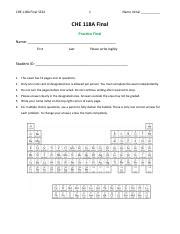 Mastering CHE 118A Final Exam Practice Guide Course Hero