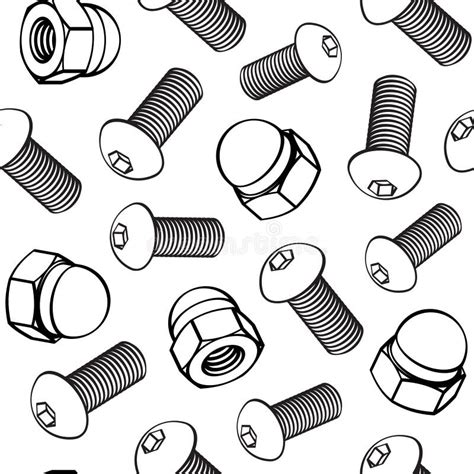 Seamless Pattern With Bolts And Nuts Stock Vector Illustration Of