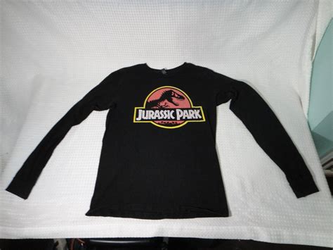 Jurassic Park Logo Black Cotton Long Sleeve T Shirt S Gem