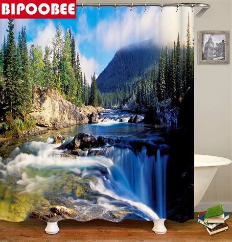 A 180 200 cm Rideau de douche imprimé paysage de mer rideau de salle