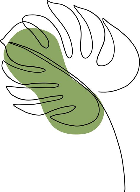 Simplicidad Hoja De Monstera Dibujo Lineal Continuo A Mano Alzada