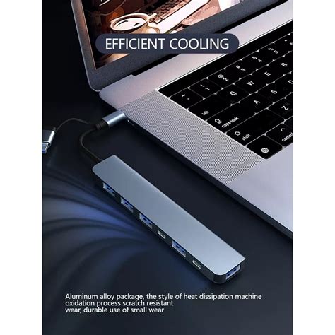 Хъб Usb 8 в 1 Qeno Usb 3 0 Usb Type C 4 Usb 2 0 слота 2 Usb Type C слота 1 Usb 3 0 слот