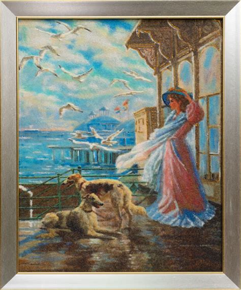 Картина из янтаря Дама с собачкой