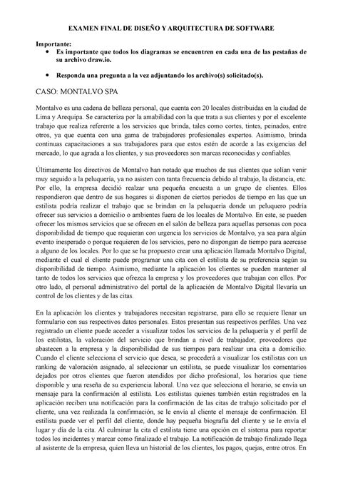 Examen Final DE Diseño Y Arquitectura DE Software EXAMEN FINAL DE DISEÑO Y ARQUITECTURA DE