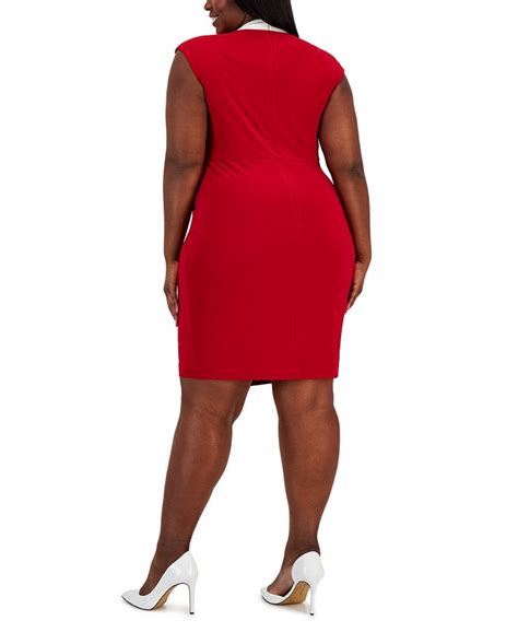 Kasper Plus Size Colorblocked Faux Wrap Cap Sleeve Dress Macys