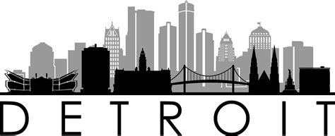 Detroit City Skyline Silhouette