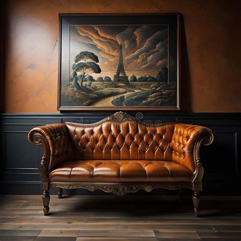 Luxury Leather Sofa In A Classic Interior Generative Ai Stock