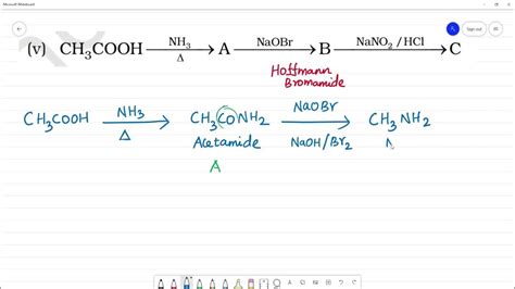Ch3cooh Nh3heat → A Naobr → B Nano2hcl → C Youtube