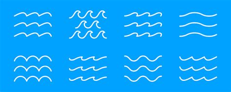 線の水の波のアイコンのセット海の波のベクターイラストフラットな単純な線水のロゴベクターフラットスタイルのライン海洋シンボル海海の波のシンボル