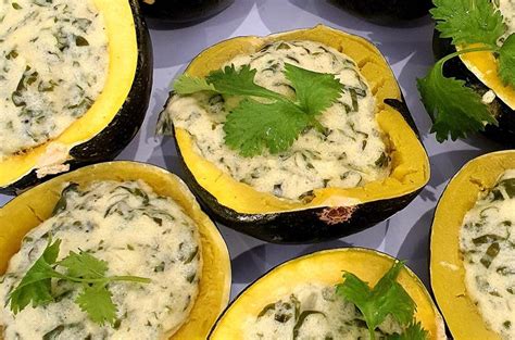 Stuffed Gem Squash With Creamy Spinach Delicious Side Dish