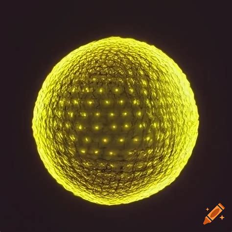 Shining Yellow Spherical Nanoparticles On Black Background