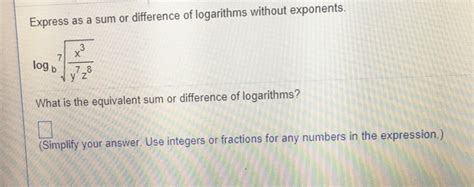 Solved Express As A Sum Or Difference Of Logarithms Without