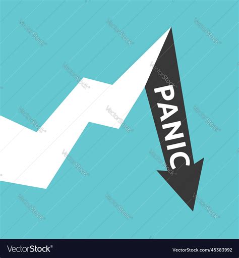Graph Showing Sudden Decrease With Word Panic Vector Image