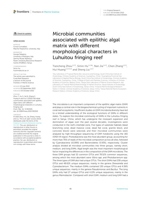 Pdf Microbial Communities Associated With Epilithic Algal Matrix With