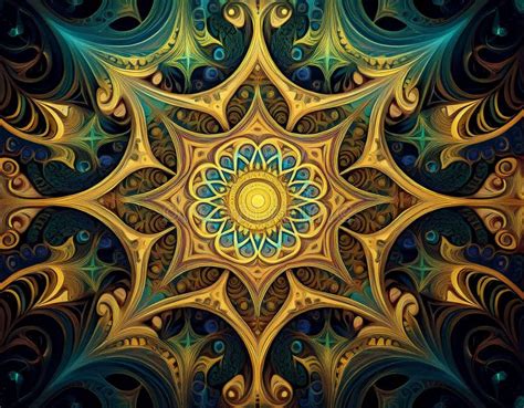 Intricate Geometric Fractals Abstract Digital Symmetry In Complex