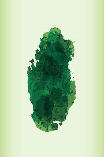卡塔爾水彩地圖向量插圖的綠色在光的背景使用畫筆在紙頁向量圖形及更多亞洲圖片 亞洲 具有特定質地 剪裁圖 Istock