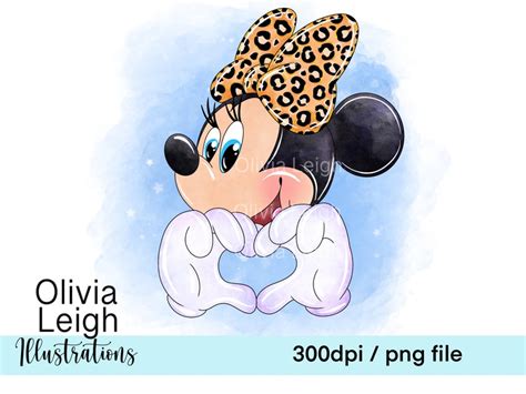 Set Of Minnie Mouse Leopard Print Cute Clipart Png Files Etsy