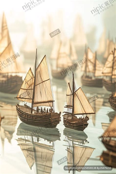 Ai创作图海上丝绸之路场景 琥珀帆船 千帆竞发 官船微模型 一帆风顺背景 海上丝绸之路船 一帆风顺背景图案 海上丝绸之路渔船大海 一帆顺风