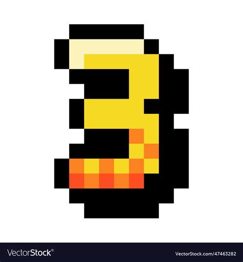 Pixel 8 Bit Number Three Or Numeral Royalty Free Vector