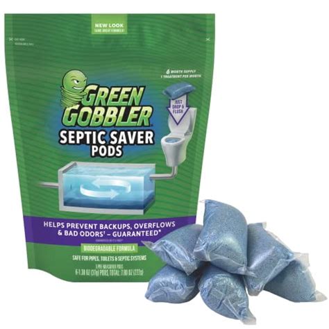 Green Gobbler Septic Tank Treatment Packets 6 Month Supply Natural Bacteria To Prevent Costly