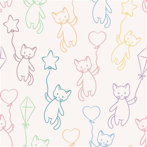 Premium Vector Cute Cartoon Cats Vector Pattern Seamless Background