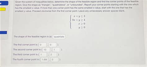 Solved Given The System Of Inequalities Below Determine The Chegg