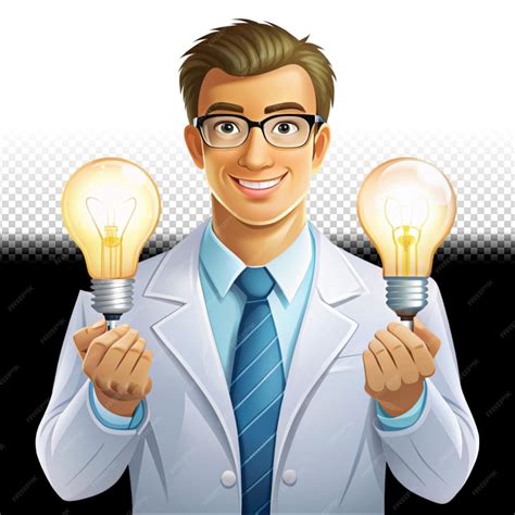 Premium Psd Man Scientist Holding Bulb Vector