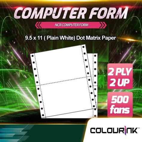 Colourink Ncr Computer Form 1 Ply ｜1 Ply 2up｜2ply｜2 Ply 2up｜3 Ply｜3 Ply 2up｜3 Ply Color 3 Ply