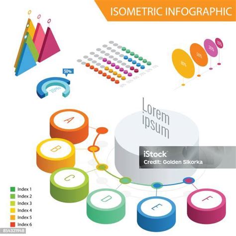 3 차원 Isometric Infographic 당신의 비즈니스 프레 젠 테이 션에 대 한 평면 데이터 아이콘 세계 지도 차트와