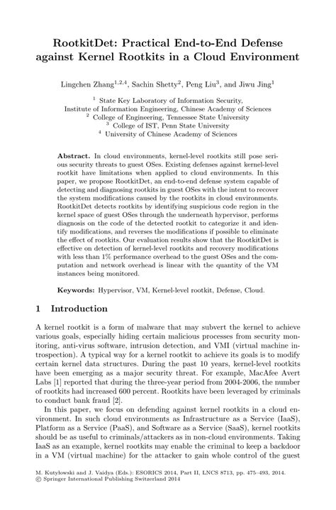 Pdf Rootkitdet Practical End To End Defense Against Kernel Rootkits