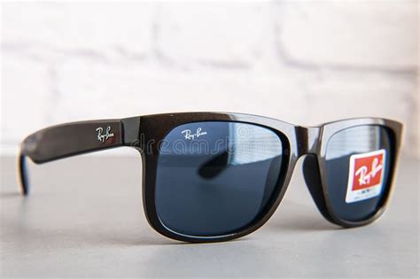 Black Ray Ban Sunglasses With The Brand Logo In Plastic Frames Editorial Photography Image Of