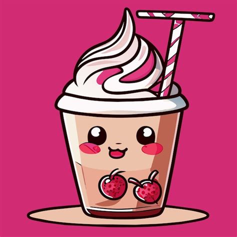 Premium Vector Cute Milkshake With Straw Cartoon Vector Icon