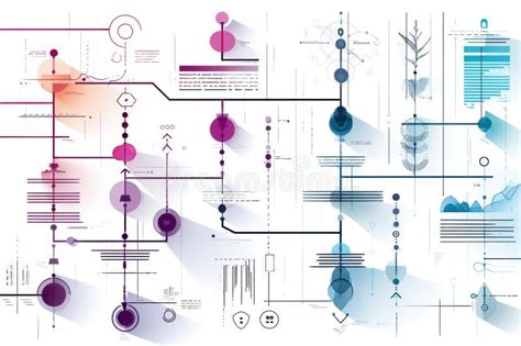 Stylized Infographic Featuring Flowchart Elements On A White Background Stylized Infographic Featuring Flowchart Elements On A White Background
