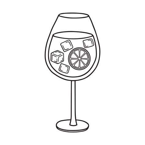 Hand Drawn Tropical Exotic Cocktail Doodle Summer Alcoholic Drink In Sketch Style Vector