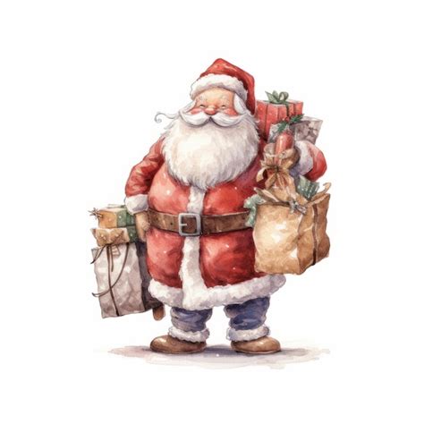 Premium Ai Image Watercolor Santa Claus Illustration