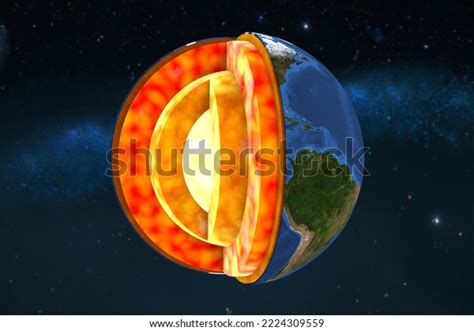 Internal Structure Earth Cutaway 3d Illustration Stock Illustration