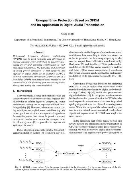 Pdf Unequal Error Protection Based On Ofdm And Its Application In Digital Audio Transmission
