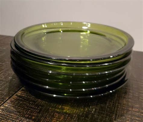 Vintage Avocado Green Glass Salad Plate 8 Set Of 6 Antique Price