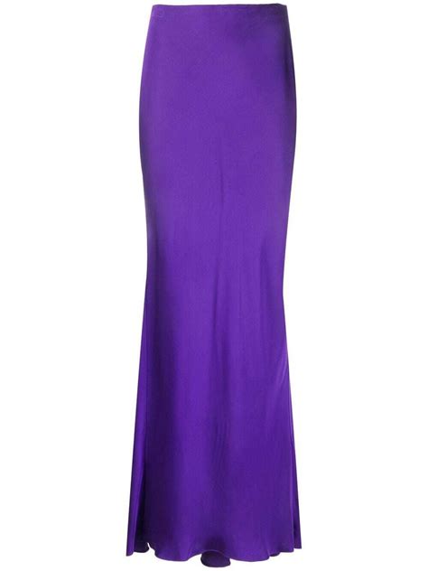 Patrizia Pepe Satin Maxi Skirt Purple Editorialist