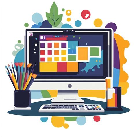 Graphic Design Computer Icon With Color Palette Premium Ai Generated