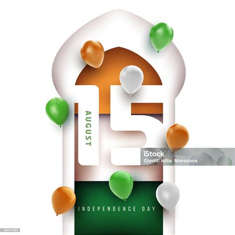 독립 기념일 인도 현대적인 미니멀 3d 스타일의 창의적인 축제 구성 템플릿 표지 포스터 배너를 위한 휴일 개념 디자인 벡터 그림입니다 3차원 형태에 대한 스톡 벡터 아트 및