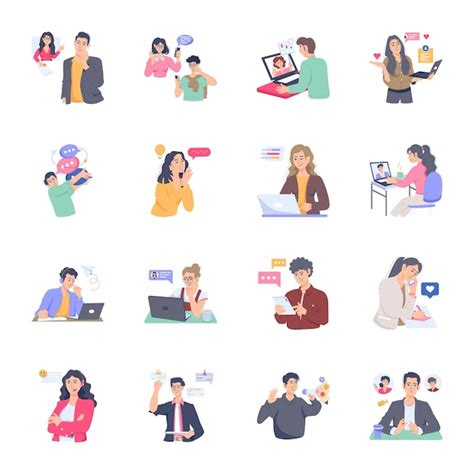 Premium Vector Collection Of Communication Flat Illustrations