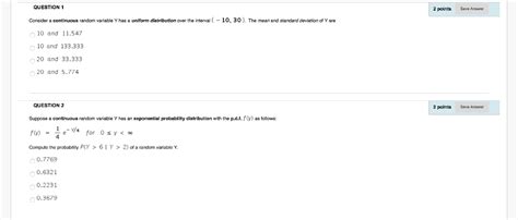 Solved Question 1 2 Points Save Answer Consider A Continuous