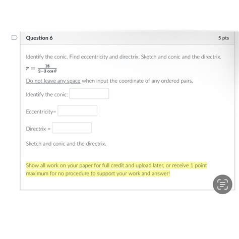 Solved Question 65 ﻿ptsidentify The Conic Find Eccentricity