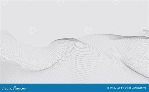 A Wave Of Particles Futuristic Dot Wave On White Background Dynamic Wave Wave 3d Stock