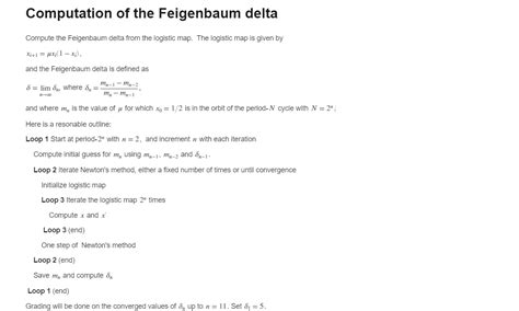 Solved Computation Of The Feigenbaum Delta Compute The