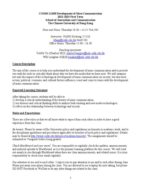 Comm 1120b Syllabus 2022 Pdf Telegraphy Communication
