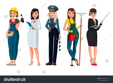 Women Different Profession Character Vector Design Stock Vector
