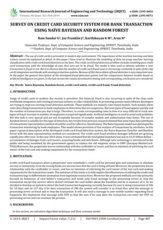 IRJET Survey On Credit Card Security System For Bank Transaction Using