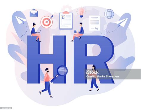 Hr 부서 인적 자원 관리 고용주 고용 후보자 채용 대행사 고용 헤드 헌팅 사업 현대 플랫 만화 스타일 흰색 배경의 벡터 그림